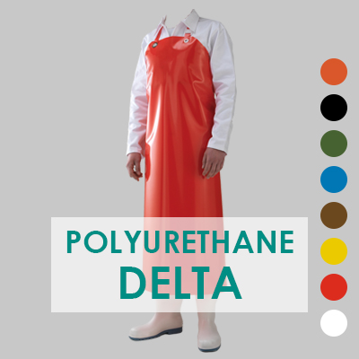 DELTA monobloc polyurethane apron. For food industry. Economical apron