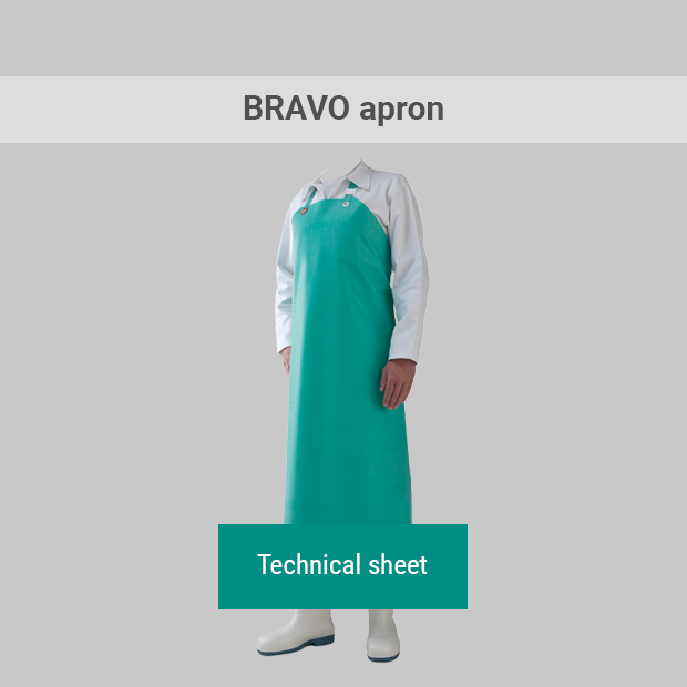 Nitrile apron butchering BRAVO nitrile work apron for food industry.