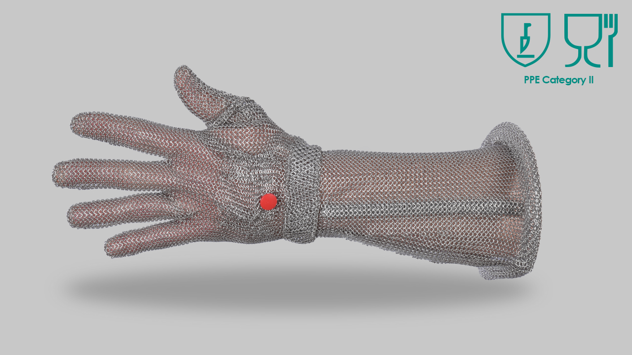 Chainmail glove for industry. WILCOFLEX glove with perfect fitting.